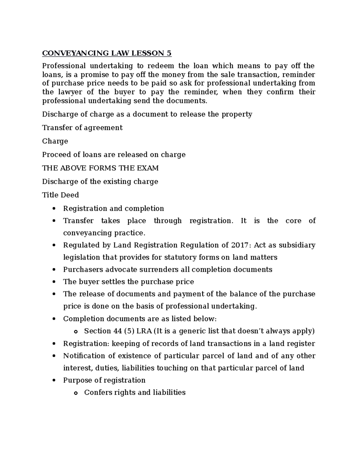 Conveyancing LAW Lesson 5 - CONVEYANCING LAW LESSON 5 Professional ...