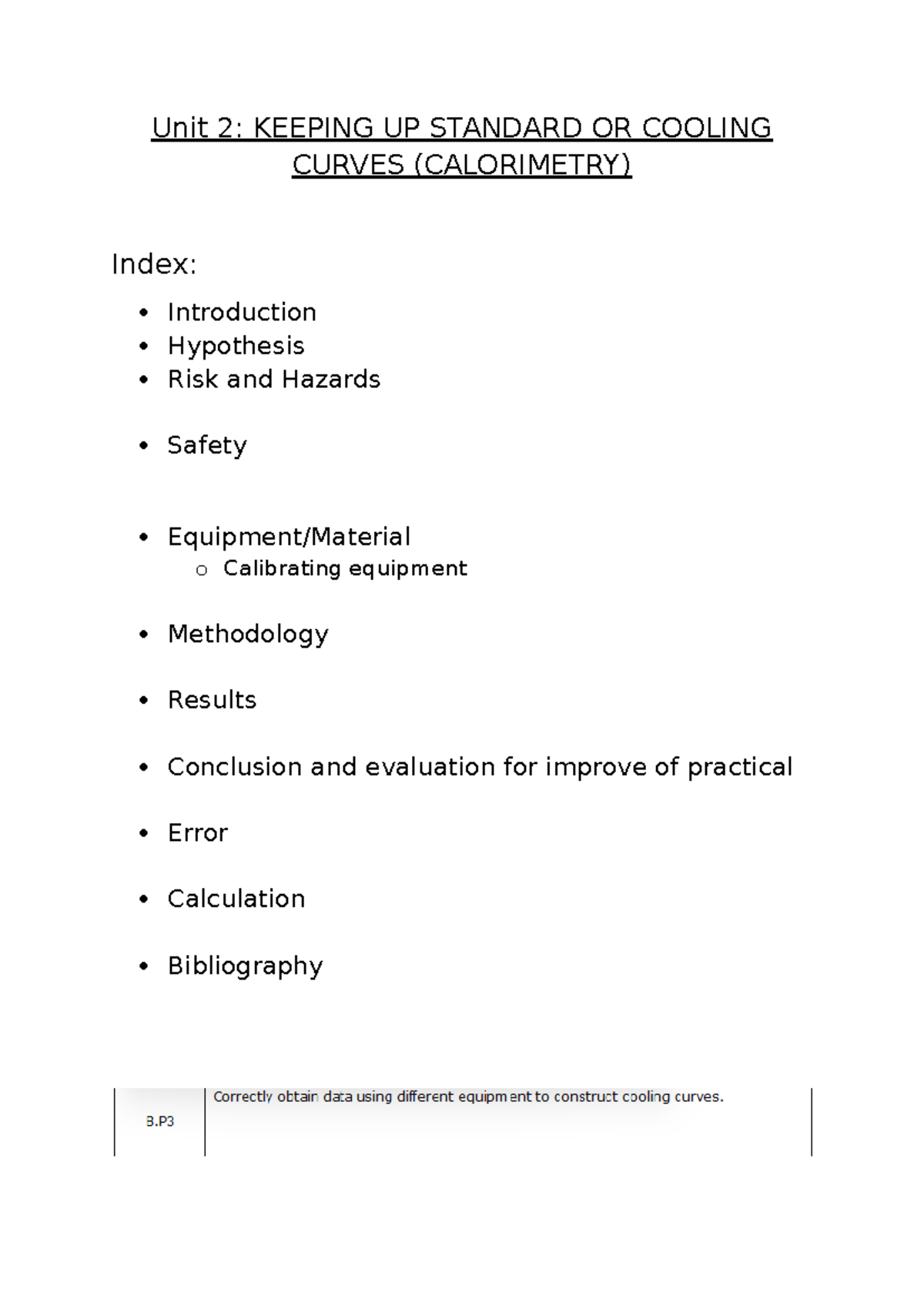 Unit 2 - UNIT 2 - Unit 2: KEEPING UP STANDARD OR COOLING CURVES (CALORIMETRY) Index ...