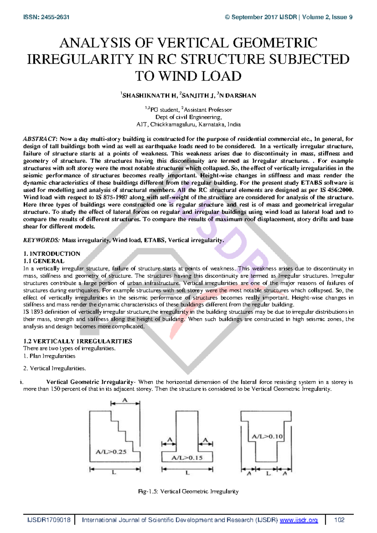 wind loads on structures - ANALYSIS OF VERTICAL GEOMETRIC IRREGULARITY ...