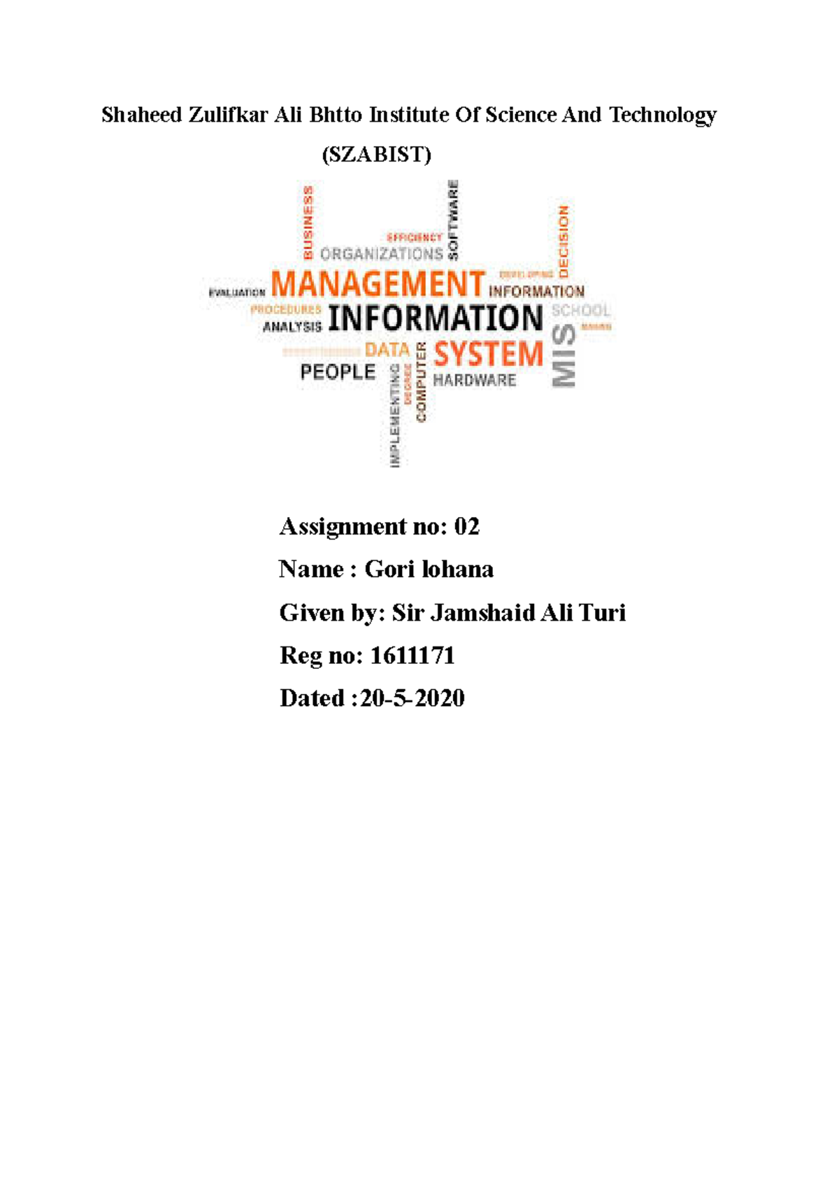 MIS assignment 02 - data base management system and its components ...