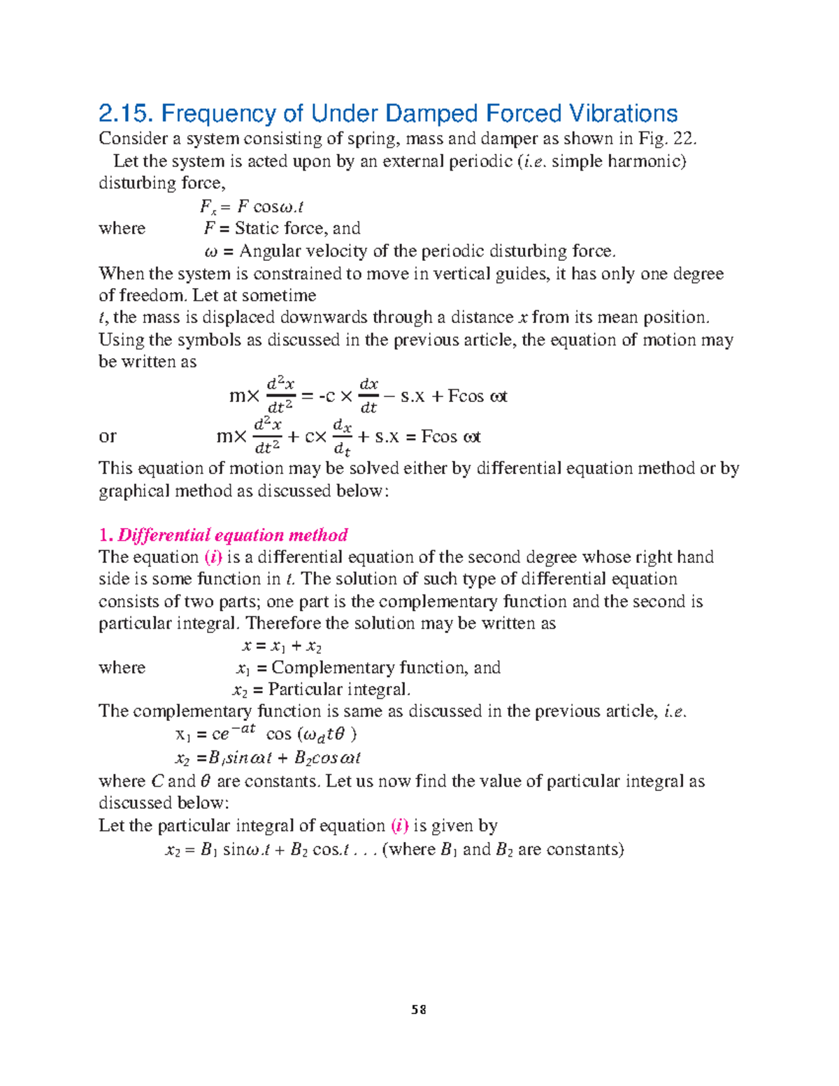 MCE322 - Torsional vibration Damped Vibration - 2. Frequency of Under Damped Forced Vibrations ...