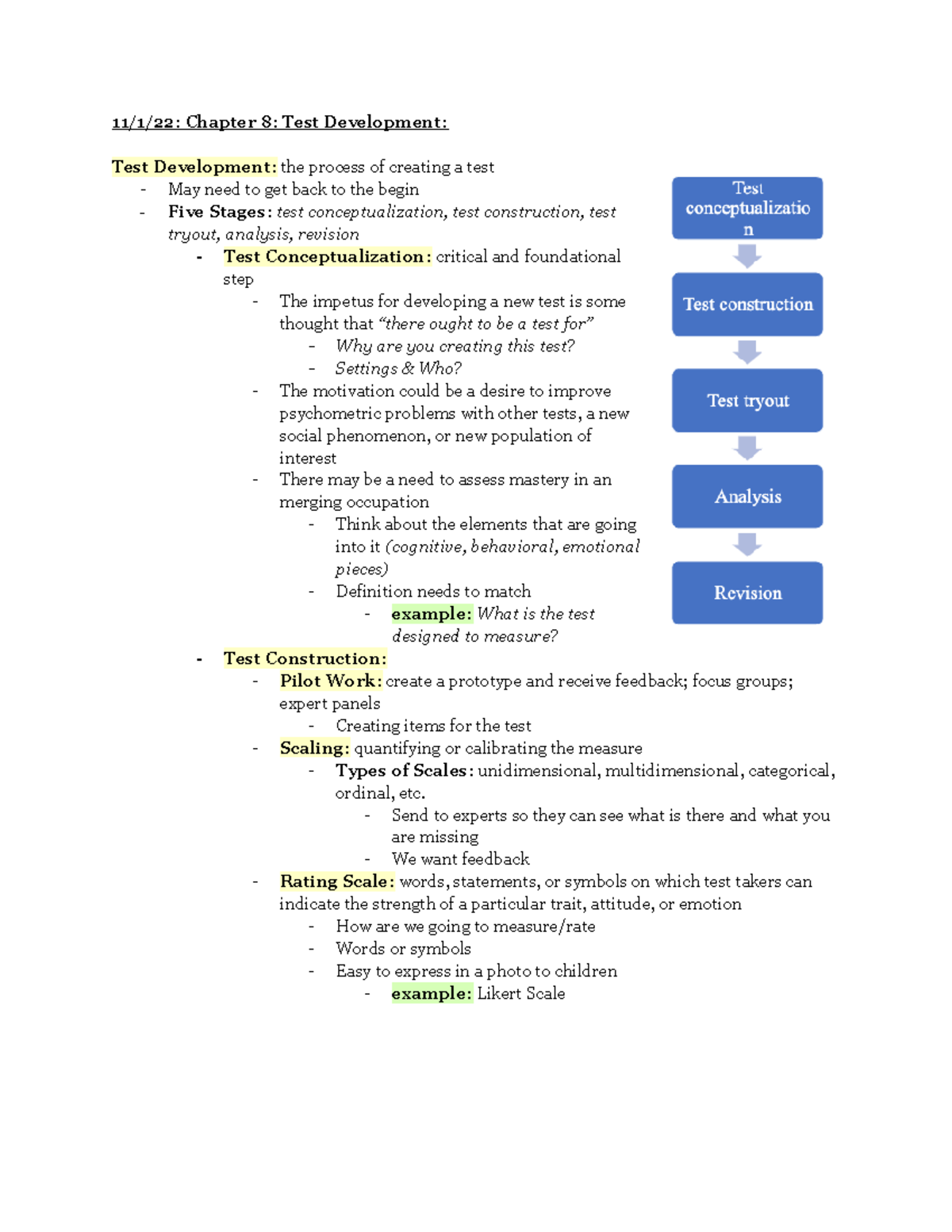 Psychological tests exam #3 - 11/1/22: Chapter 8: Test Development ...