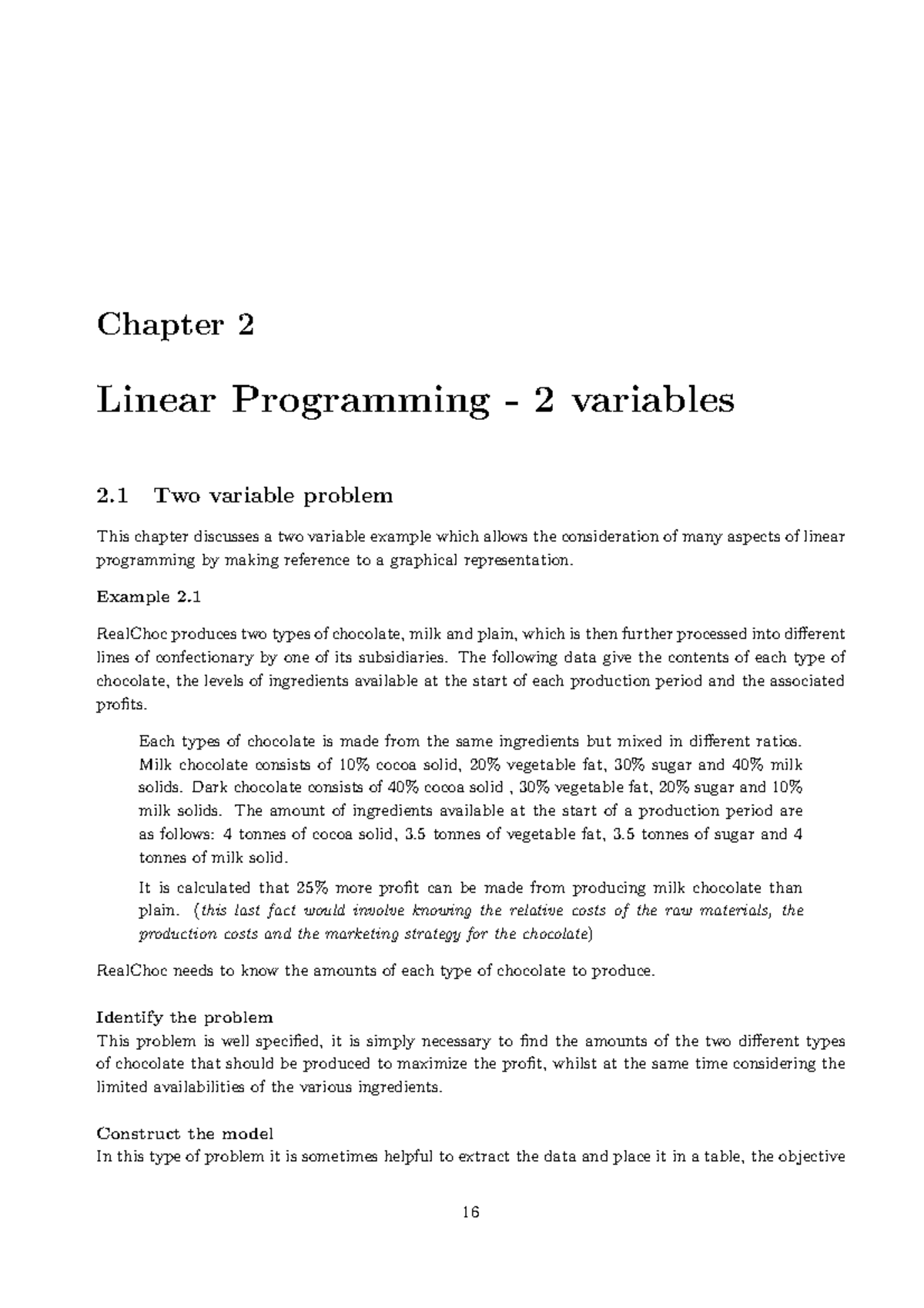 2008-2009 Course Notes - Chapter 2 - Chapter 2 Linear Programming - 2 ...