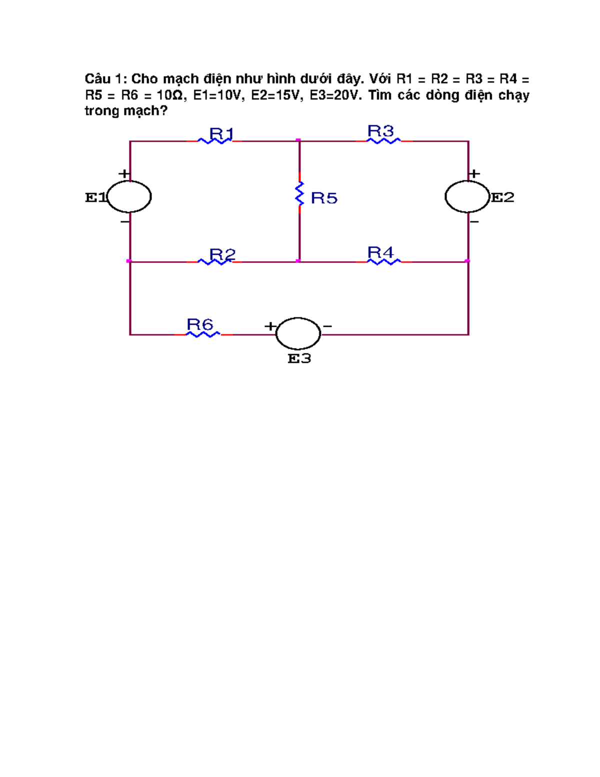 Tu luan THHT P2 - aaaaaaaaaaa - Câu 1: Cho mạch điện như hình dưới đây ...