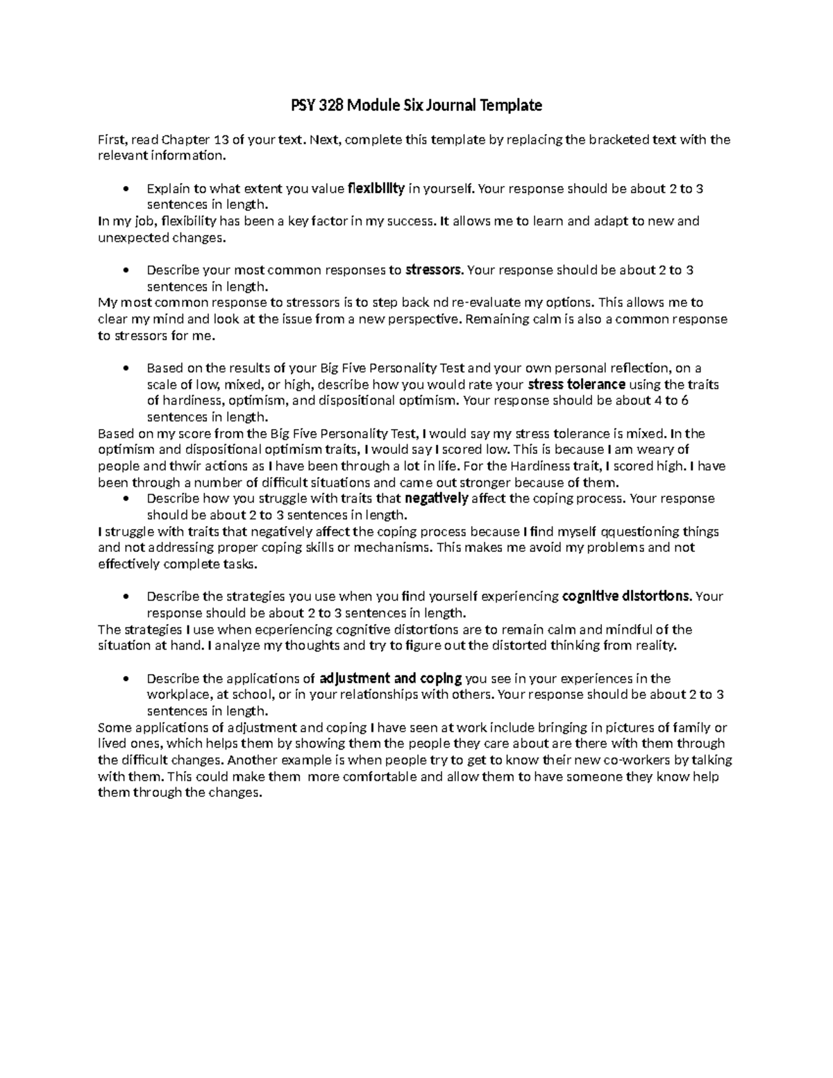 PSY328 6-1 Journal - Assignment - PSY 328 Module Six Journal Template ...