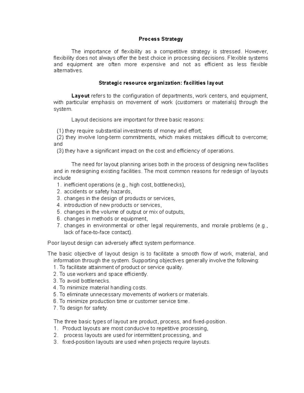 Process Strategy - Operations Management Notes - Process Strategy The ...