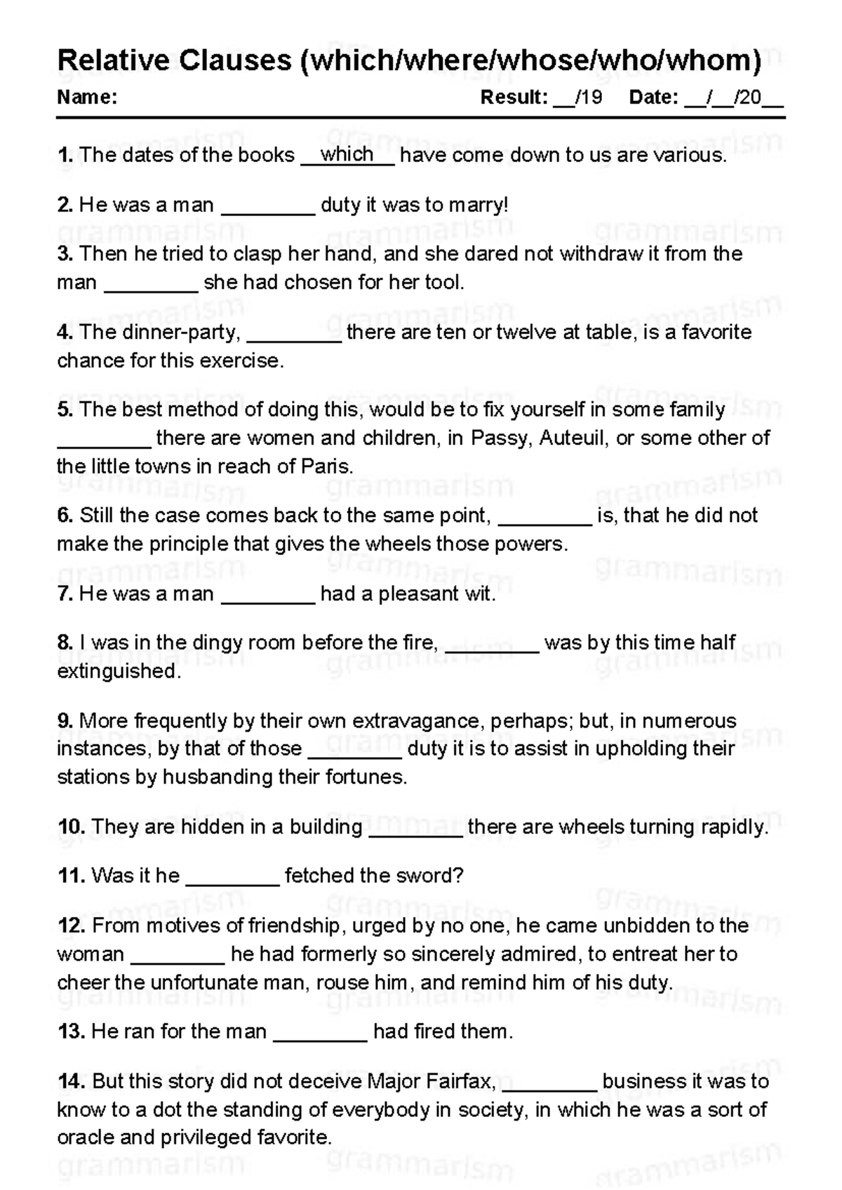 Grammarism relative clauses test 3 1410614 - Relative Clauses (which ...