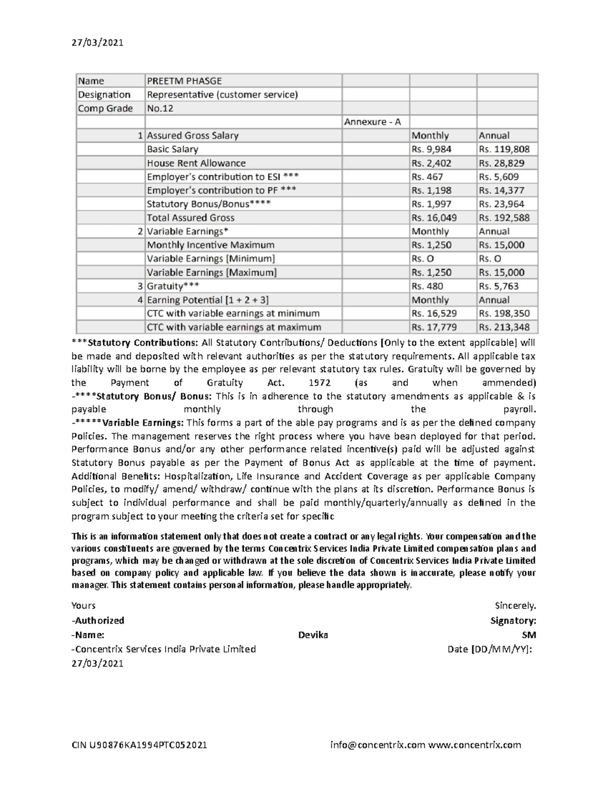 Document - Project - 27/03/ ***Statutory Contributions: All Statutory ...