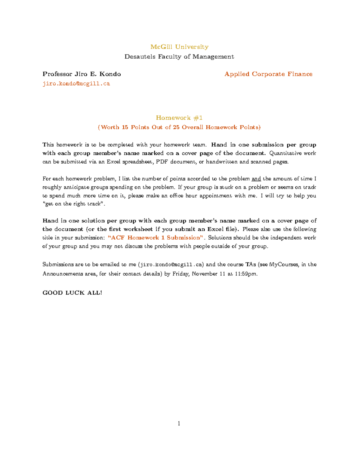 Assignment 1 - yes - McGill University Desautels Faculty of Management ...