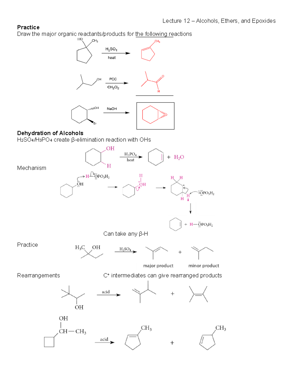 12K - Alcohols, Ethers, and Epoxides - Lecture 12 – Alcohols, Ethers ...