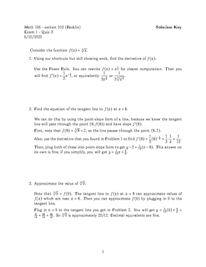 106Exam2 Fall2017 v A - exam 2 - 106 Calculus I Name: Thursday, October ...