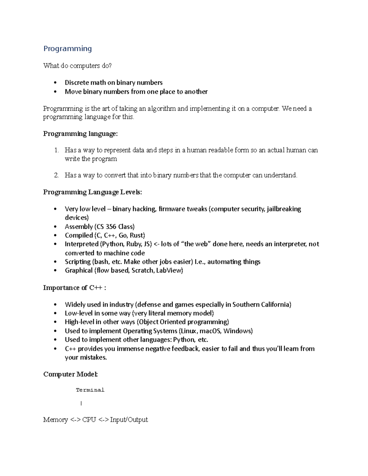 Unit 0 - Prof. Andrew Goodney Fall 2021 Introduction to the course - Programming What do ...