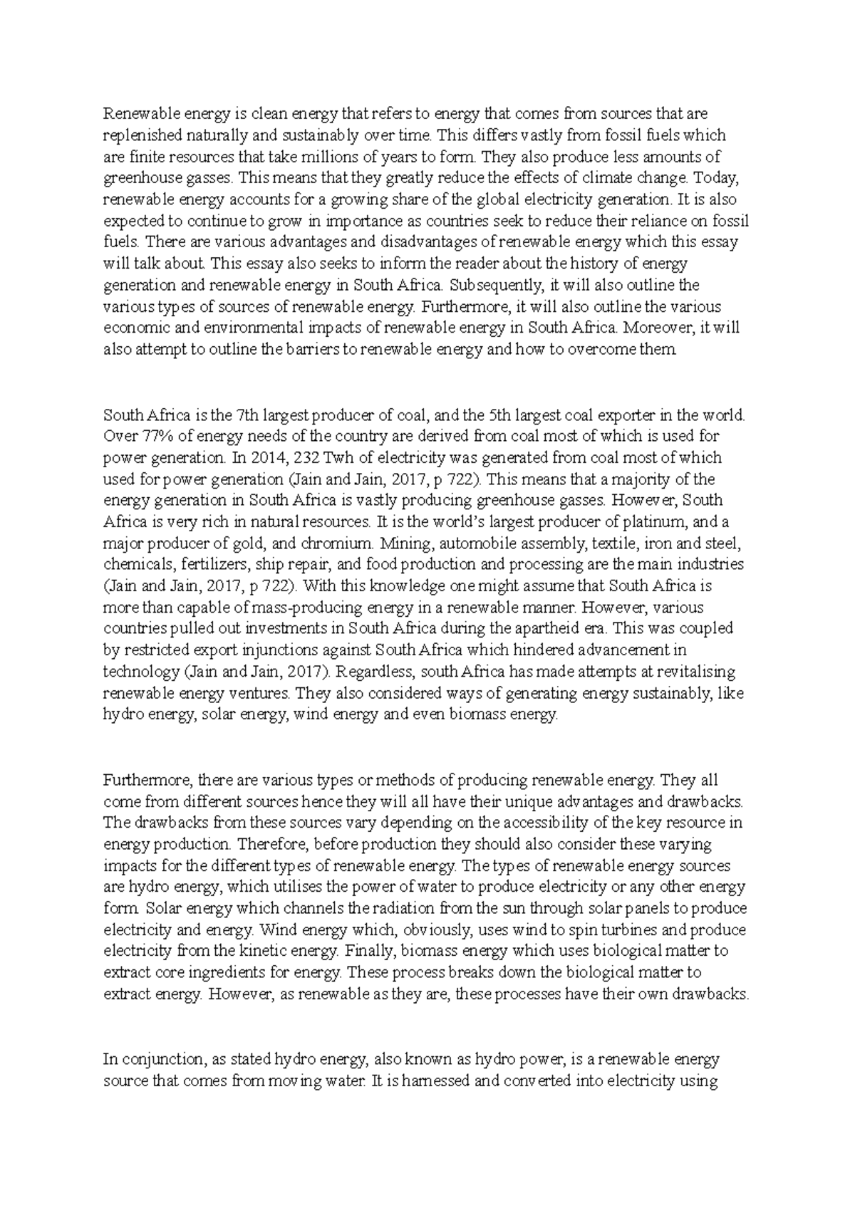 ACLE Academic Essay - Renewable energy is clean energy that refers to ...