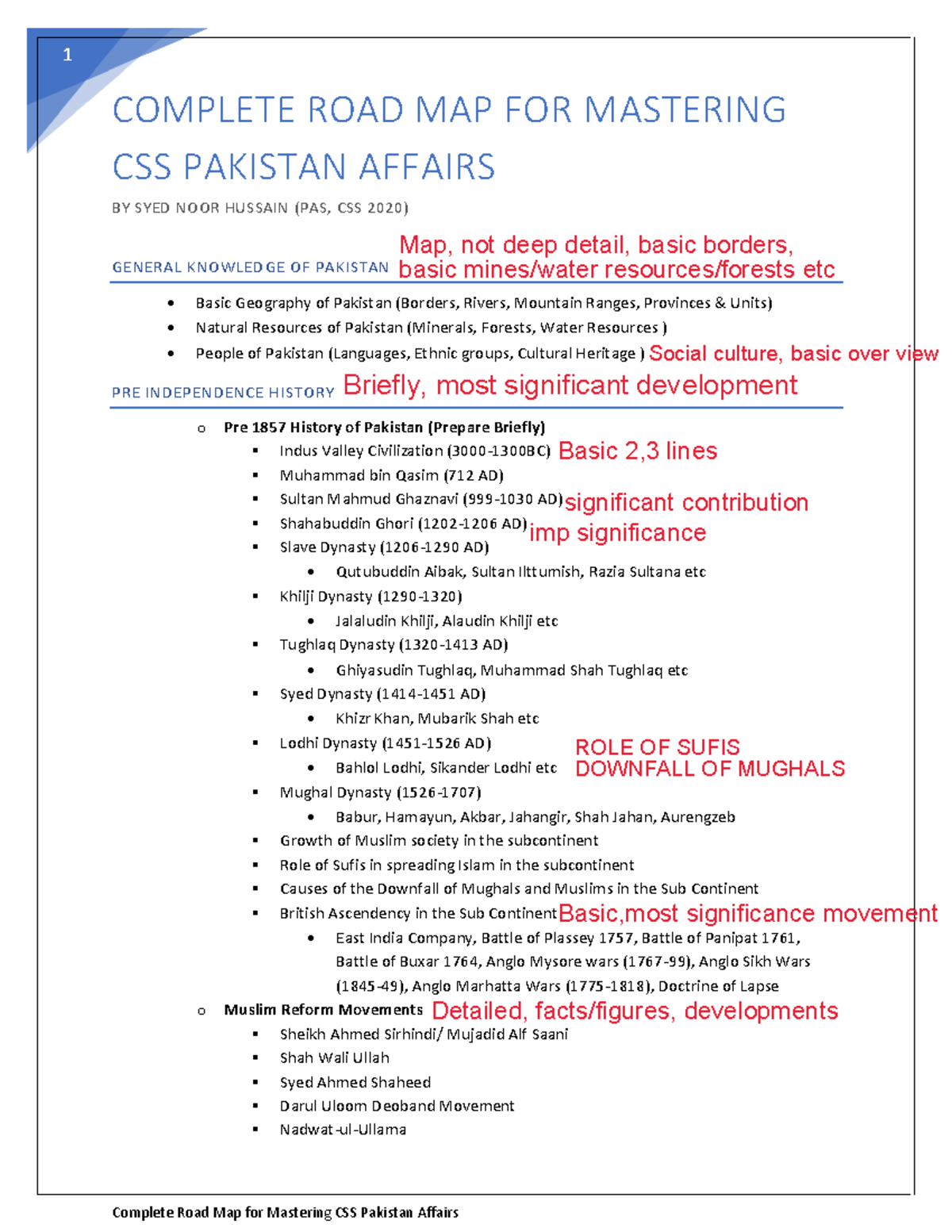 Complete Road Map for CSS Pakistan Affairs by Syed Noor Hussain ...
