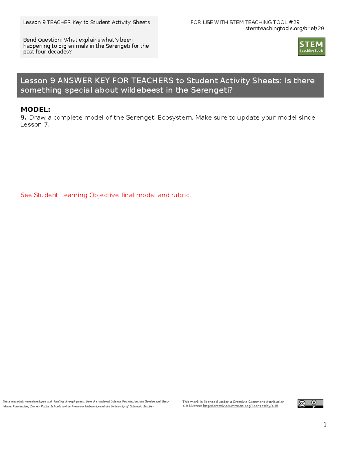 Teacher-Key-Lesson-9 - Lesson 9 TEACHER Key to Student Activity Sheets ...