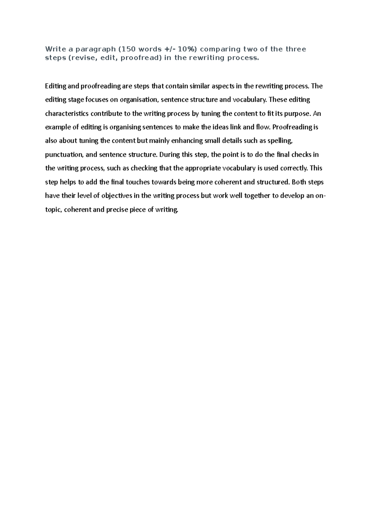 Assignment 1 ENG - Write a paragraph (150 words +/- 10%) comparing two ...