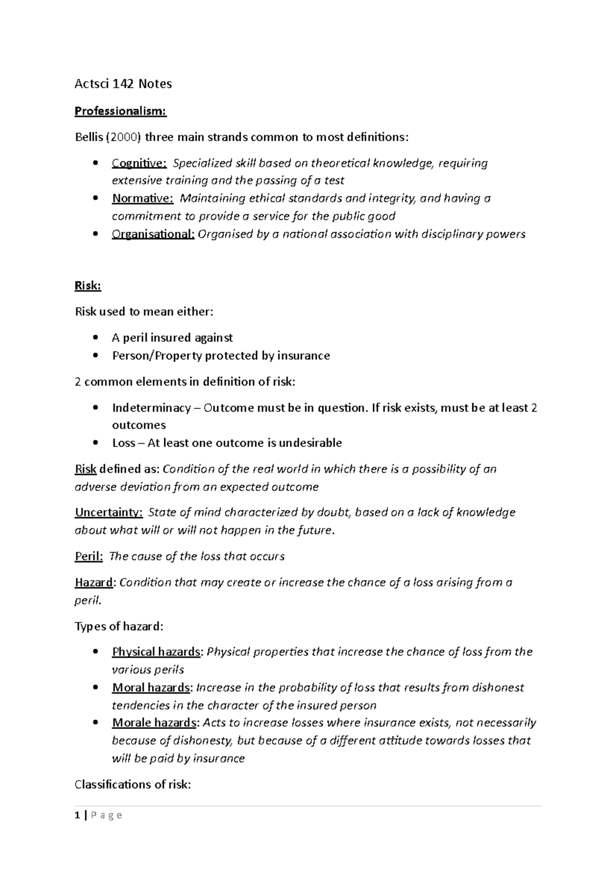 Actsci 142 Notes - Summary Actuarial Science - Actsci 142 Notes ... Actsci 142 Notes - Summary Actuarial Science - Actsci 142 Notes ...