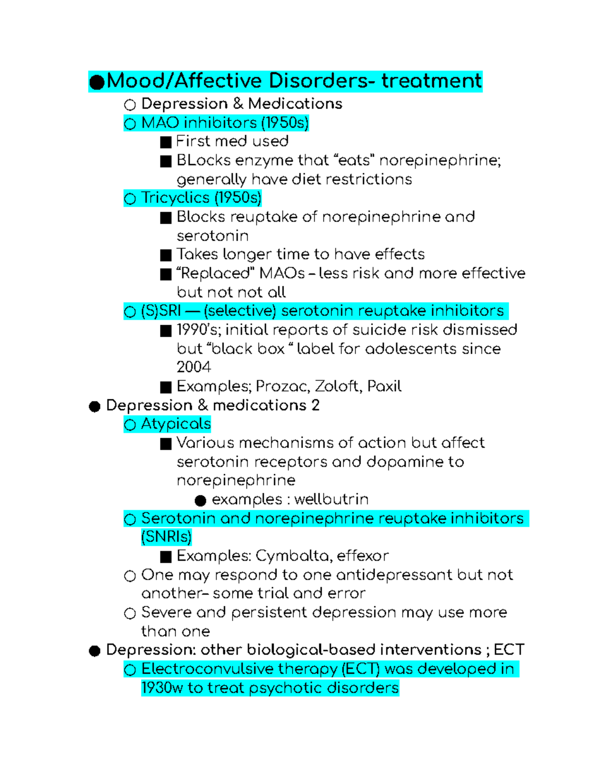Treatment for affective mood bipolar notes - Mood/Affective Disorders ...