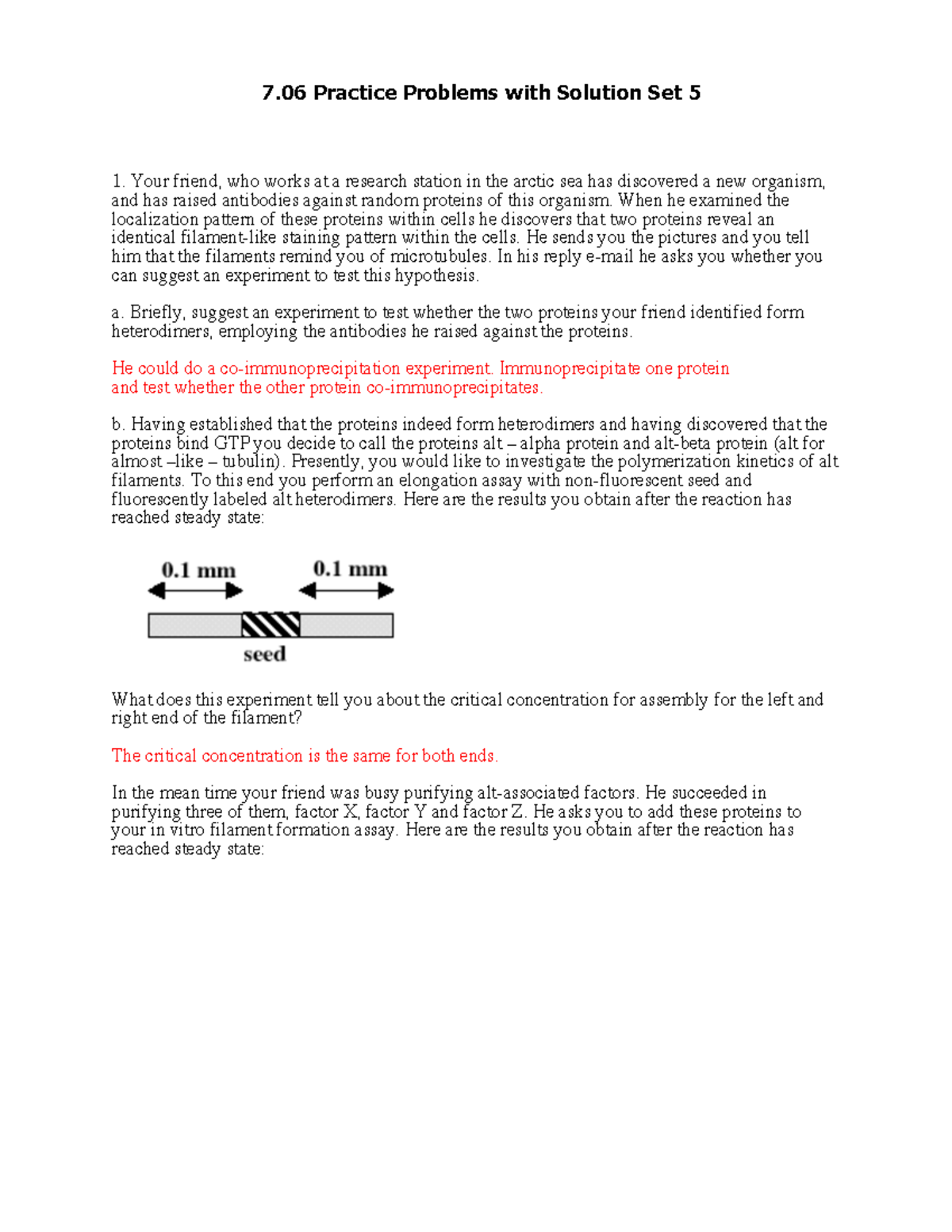 7.06 Practice Problems with Soution Set 5 - 7 Problem Set 5 Fall 2010 ...