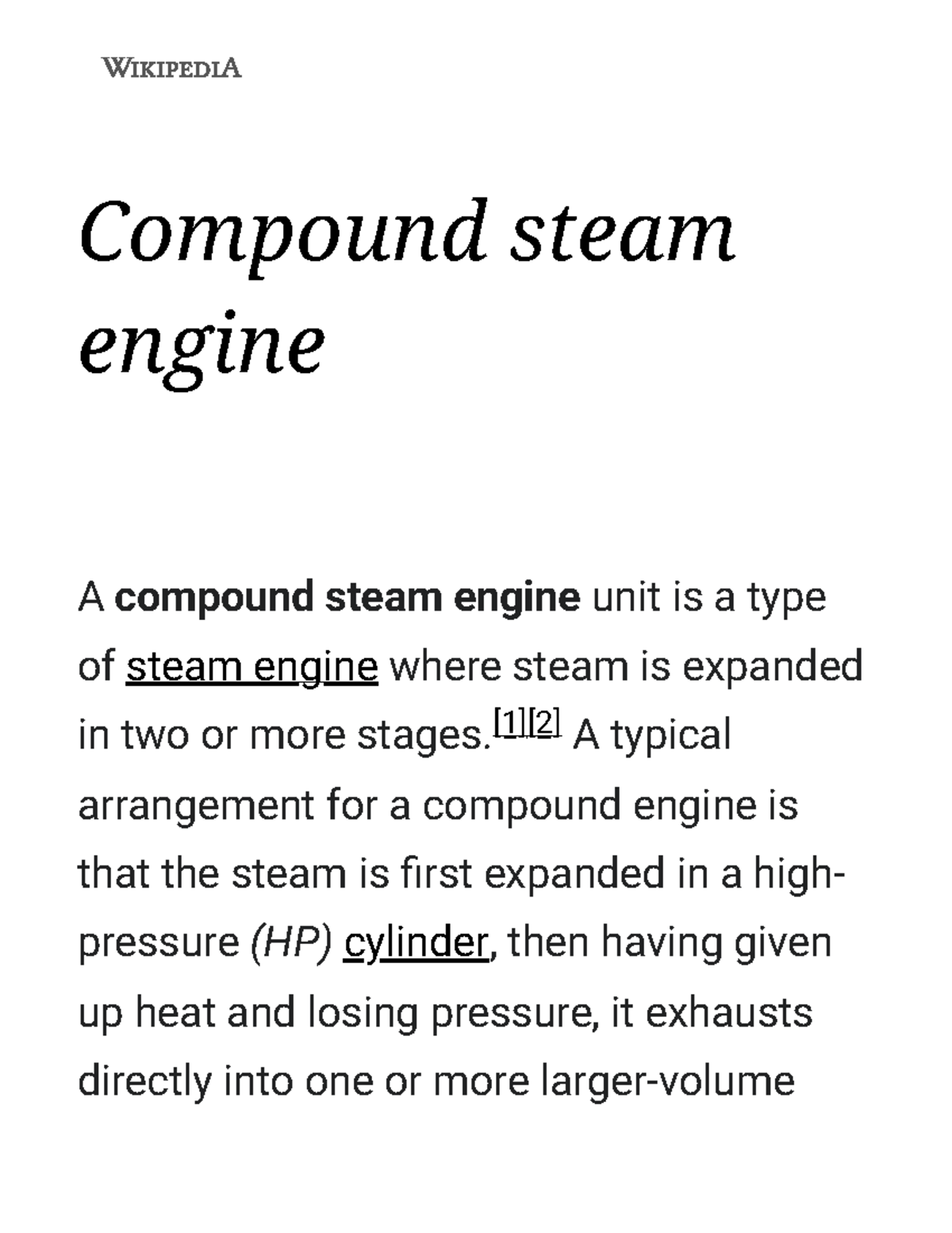 Compound steam engine - Wikipedia - Compound steam engine A compound ...