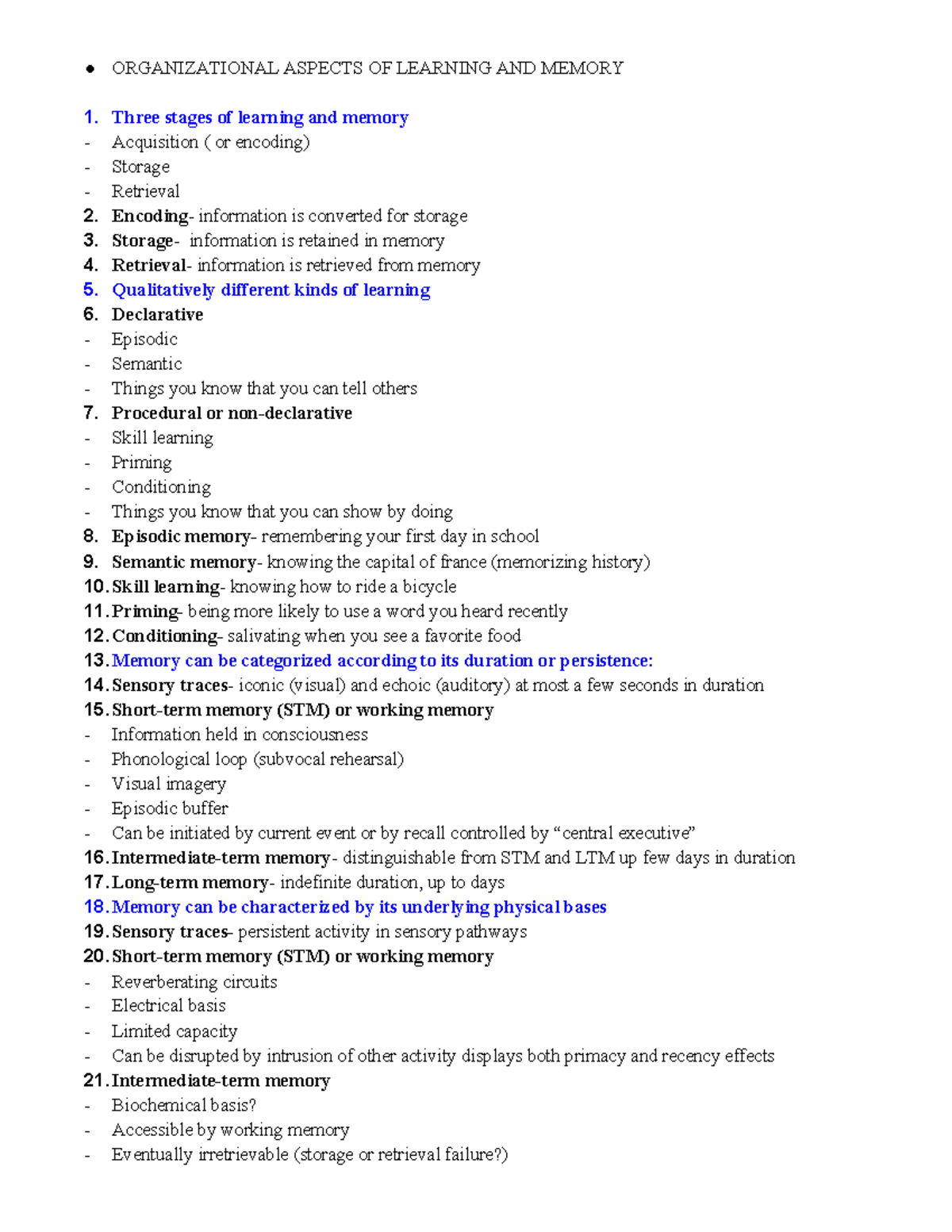 Part 2- Learning & memory - ORGANIZATIONAL ASPECTS OF LEARNING AND ...