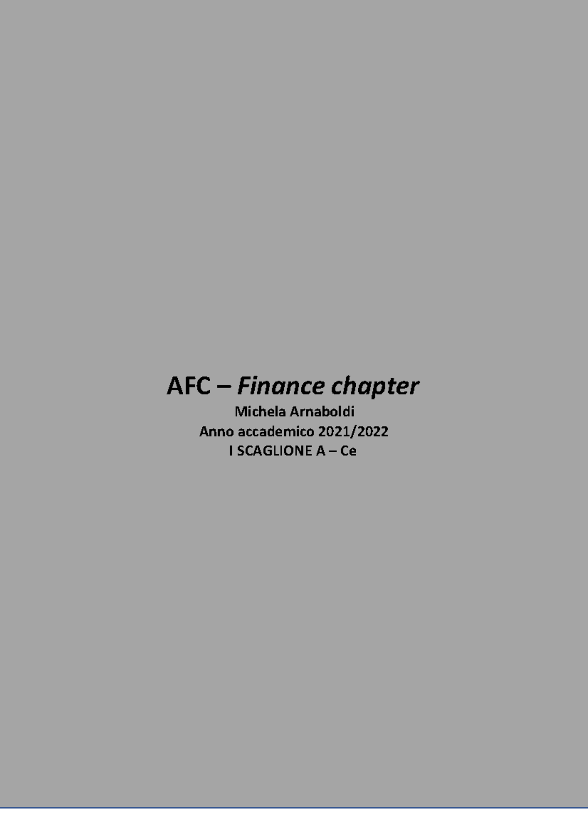 AFC - Finance - AFC – Finance chapter Michela Arnaboldi Anno accademico ...