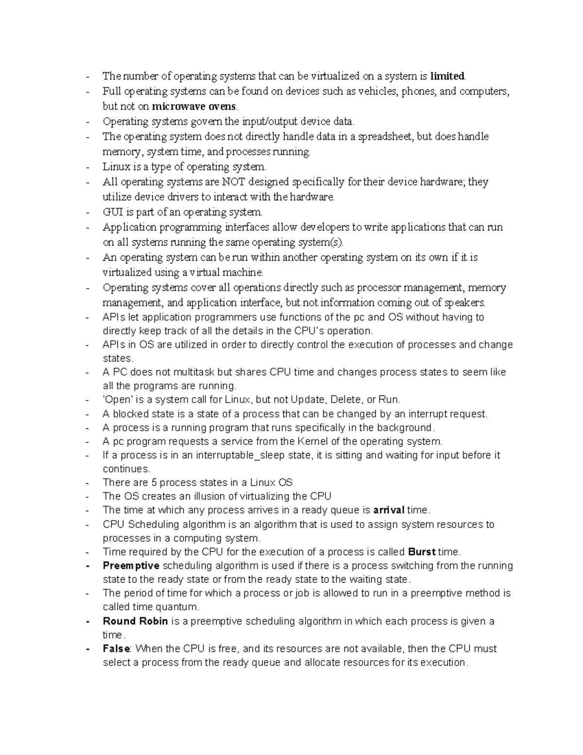 CS 2301 Operating Systems 1 Notes - The number of operating systems ...