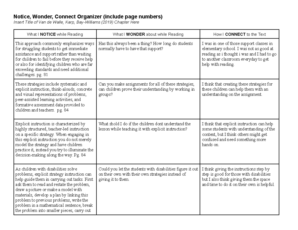 Notice Wonder Connect chap 6 - Notice, Wonder, Connect Organizer ...