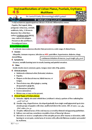 01- Initial Lesions - dermatology - | P a g e 1 Initial Lesions Abeer ...