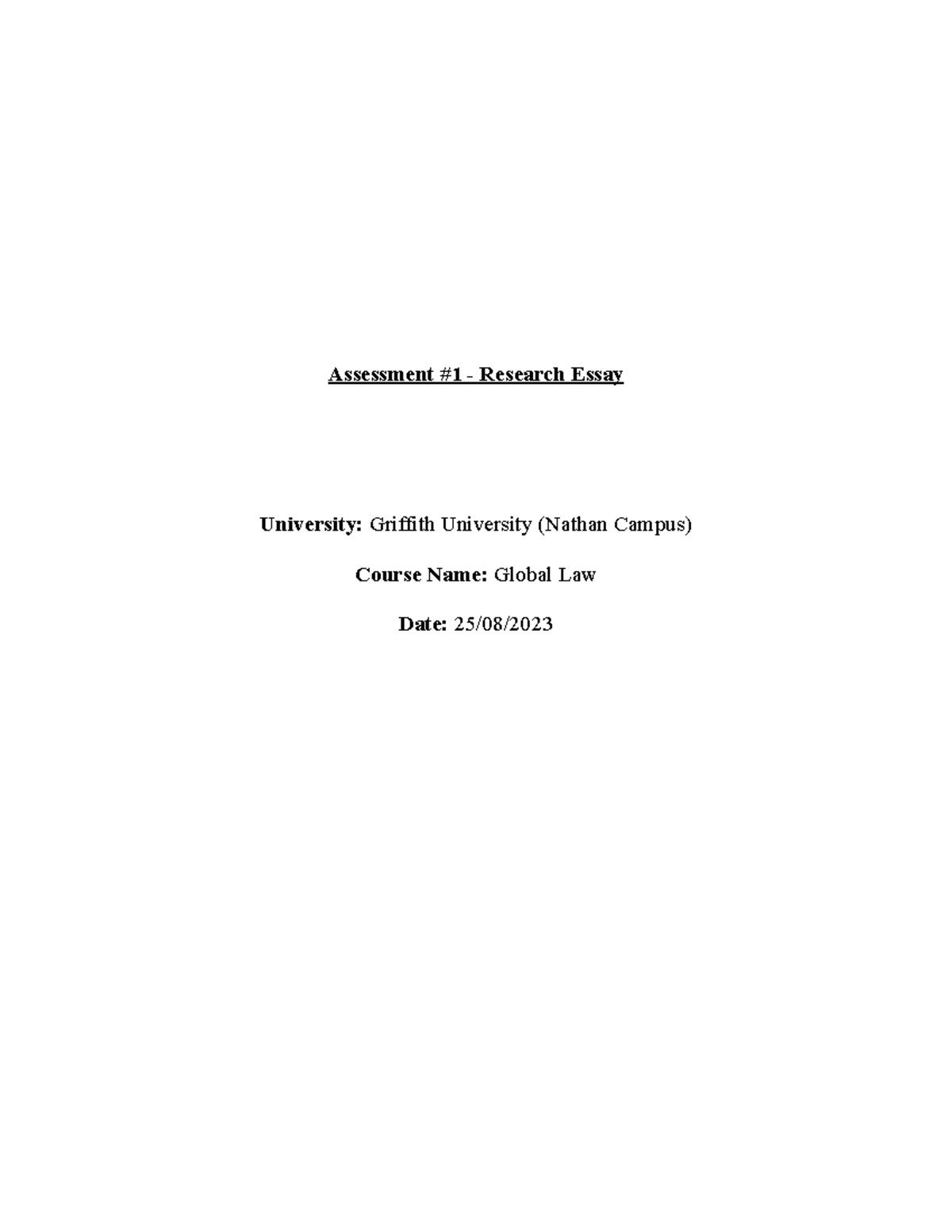 Assessment #1 - Research Essay - Assessment #1 - Research Essay ...