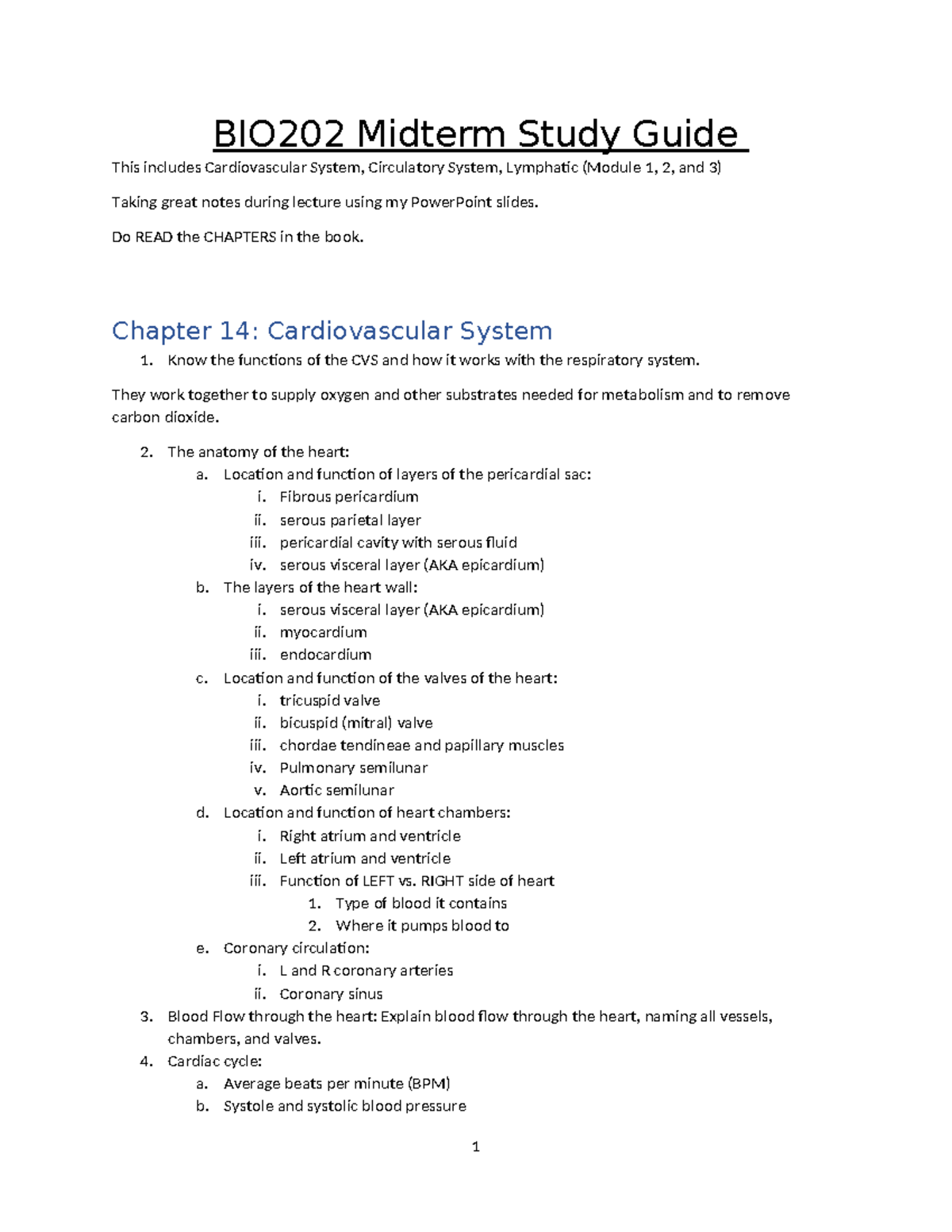 BIO202 Midterm Study Guide - Do READ the CHAPTERS in the book. Chapter ...