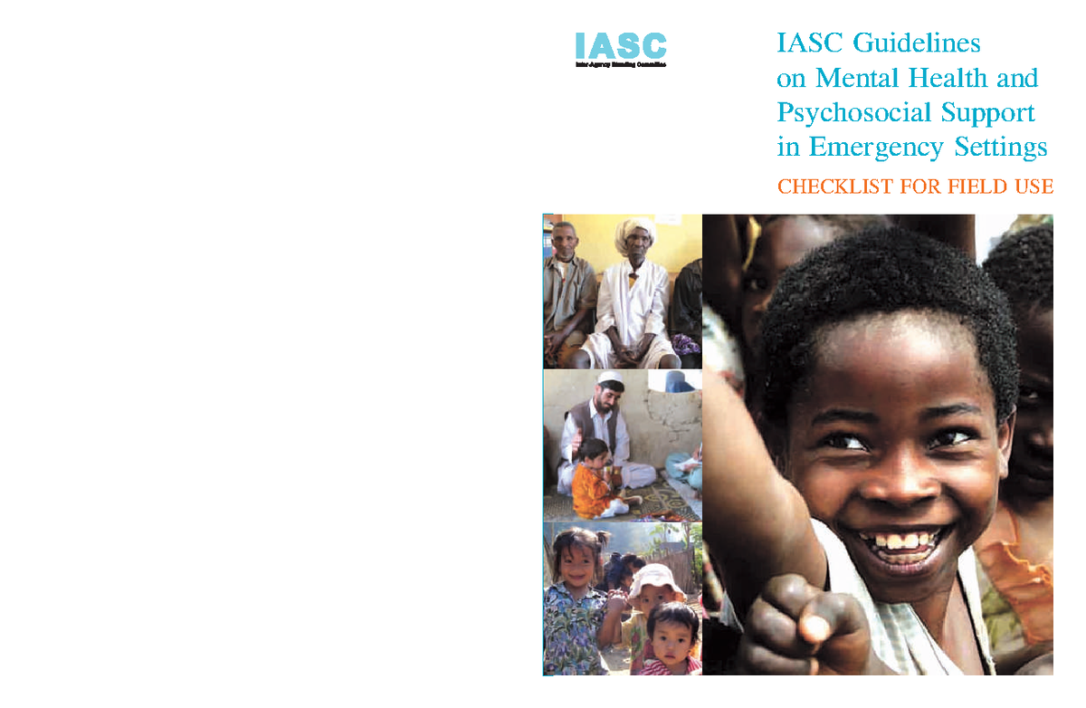 IASC Mhpss guidelines - None - CHECKLIST FOR FIELD USE IASC Guidelines ...