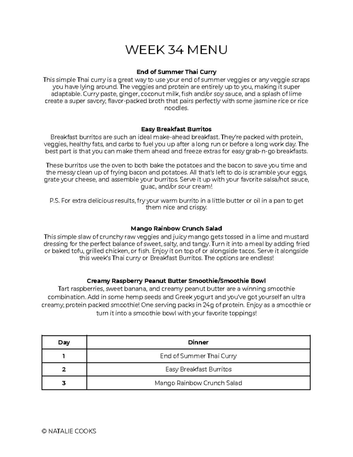 WEEK 34 PDF nutricion alimentacion - WEEK 34 MENU End of Summer Thai ...
