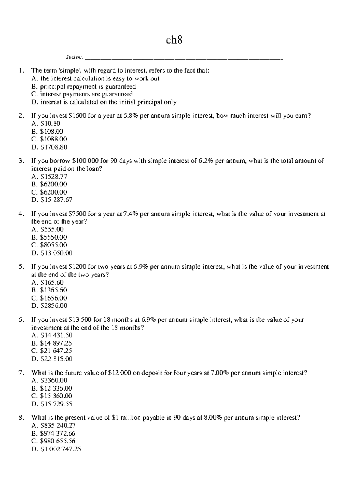 Ch8 - Chapter 8 - ch Student: - Studocu