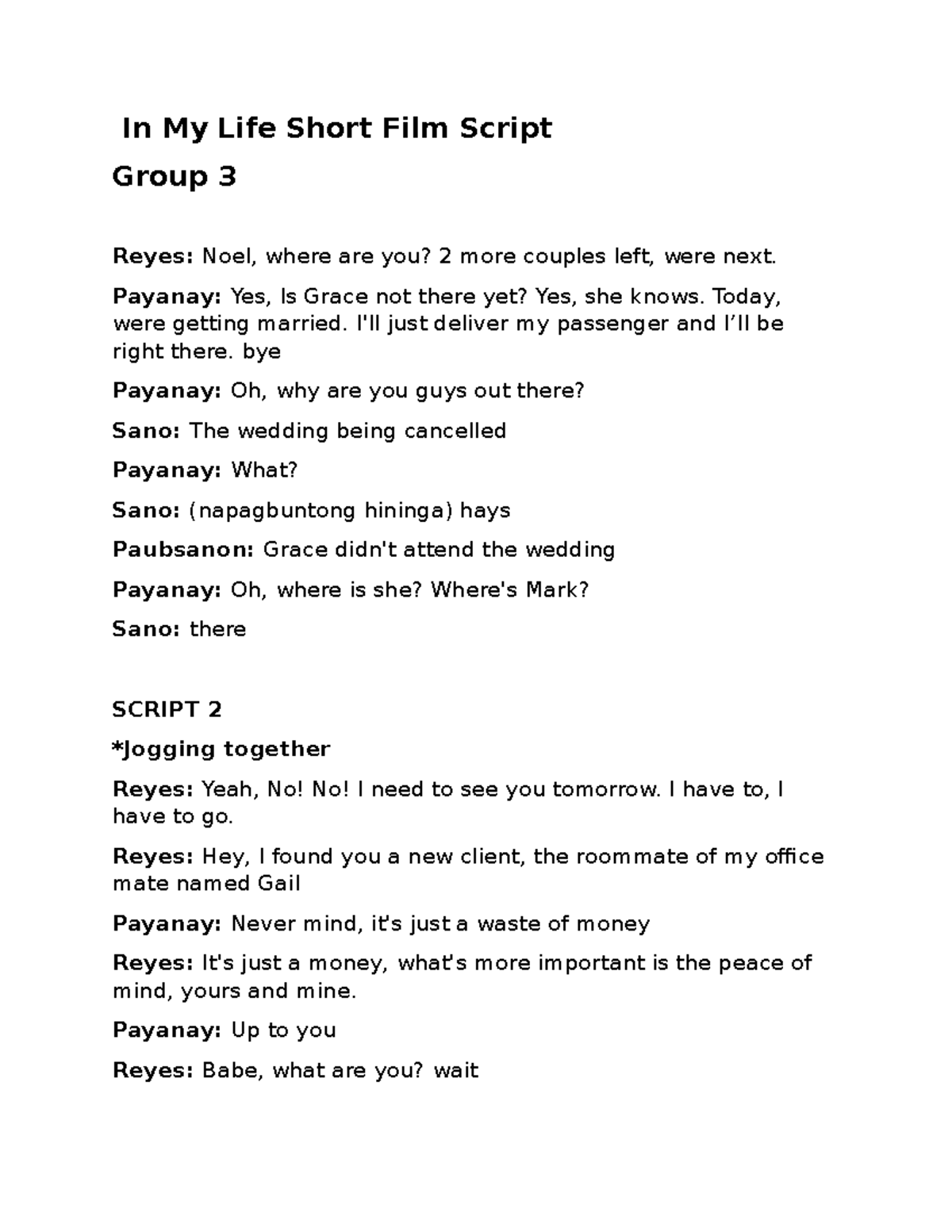 Group-3-script - a little help - In My Life Short Film Script Group 3 ...
