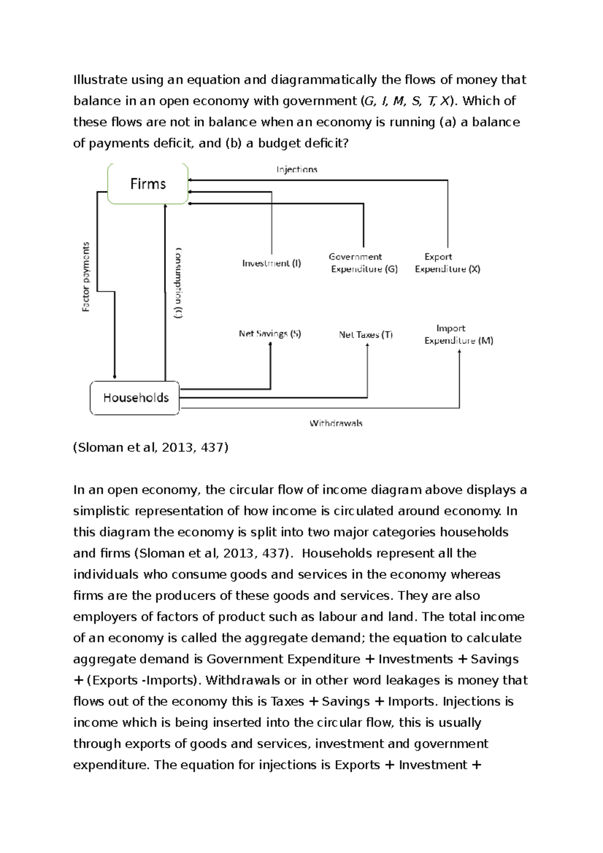 Economics - Illustrate using an equation and diagrammatically the flows ...