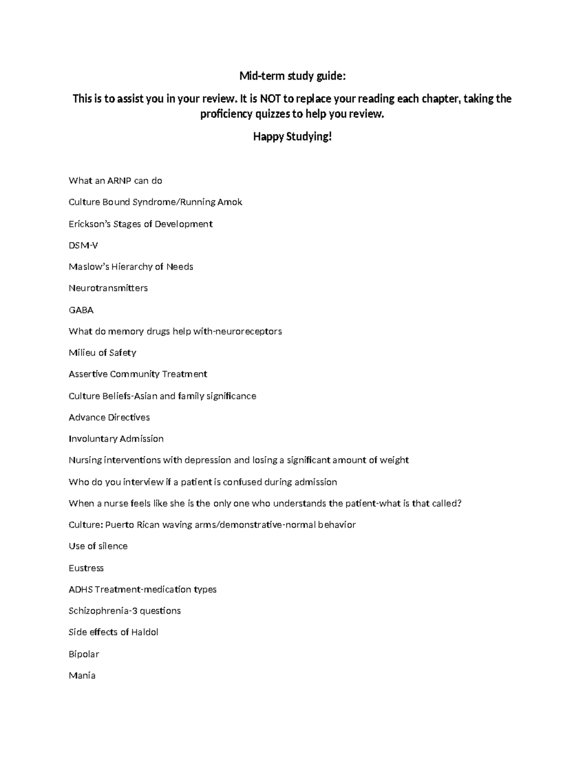 Mid-Term+Study+Guide+1 - Mid-term study guide: This is to assist you in ...