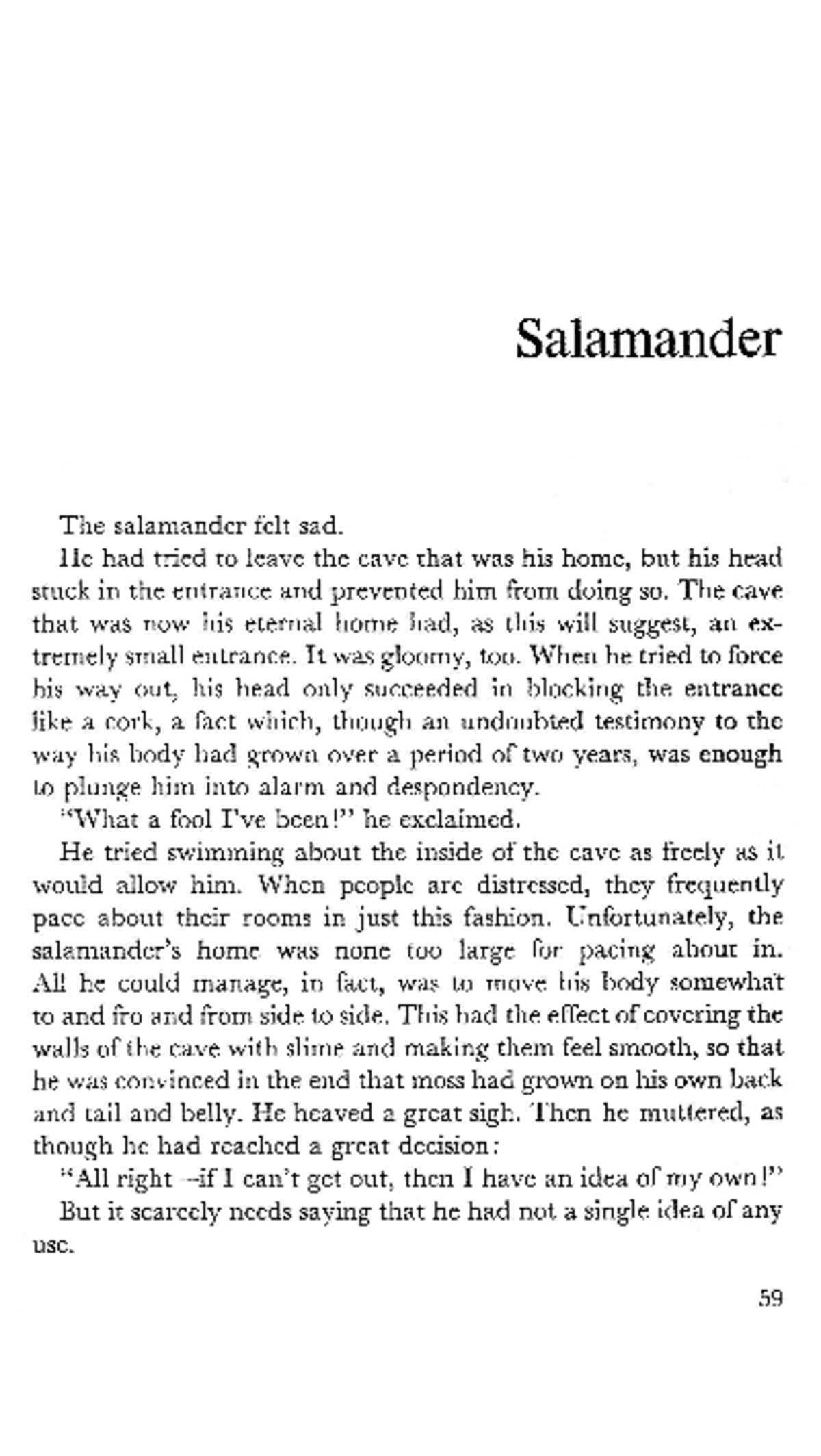 Pdfcoffee - Salamander The salamander felt sad. He had tried to leave the cave that was his home ...