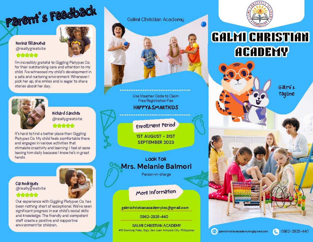 Galmi Enrollment Trifold Brochure - Mrs. Melanie Balmori Person-in ...