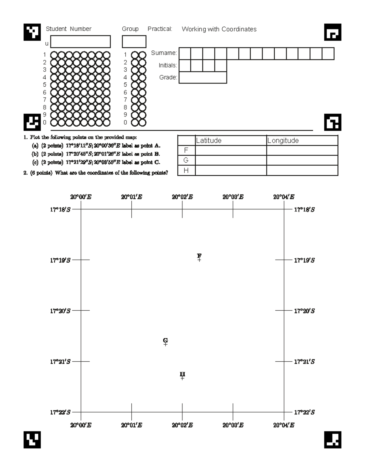 Practical 2 working with coordinates - GGY 168 - 1 2 3 4 5 6 7 8 9 u 0 ...