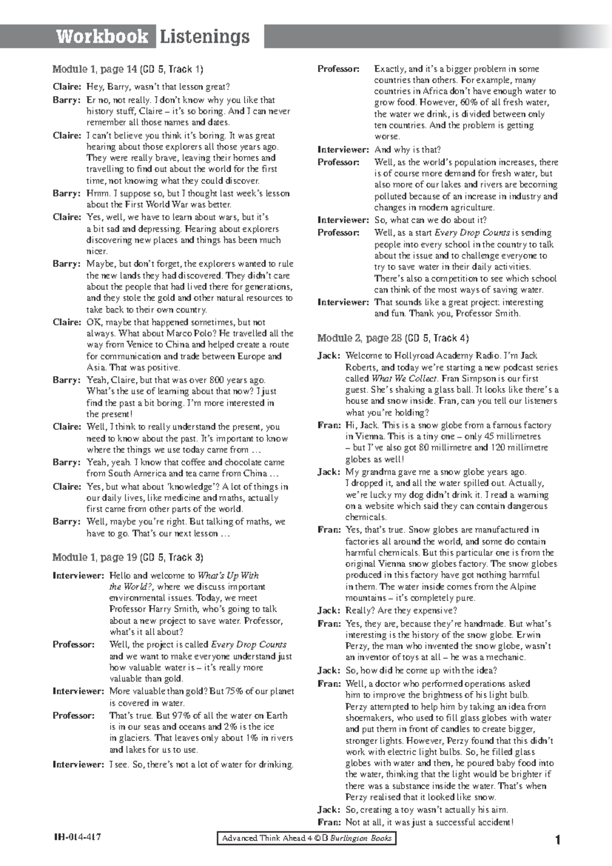 Adv Think Ahead 4 LSC WB 22925 - Advanced Think Ahead 4 © B Burlington ...