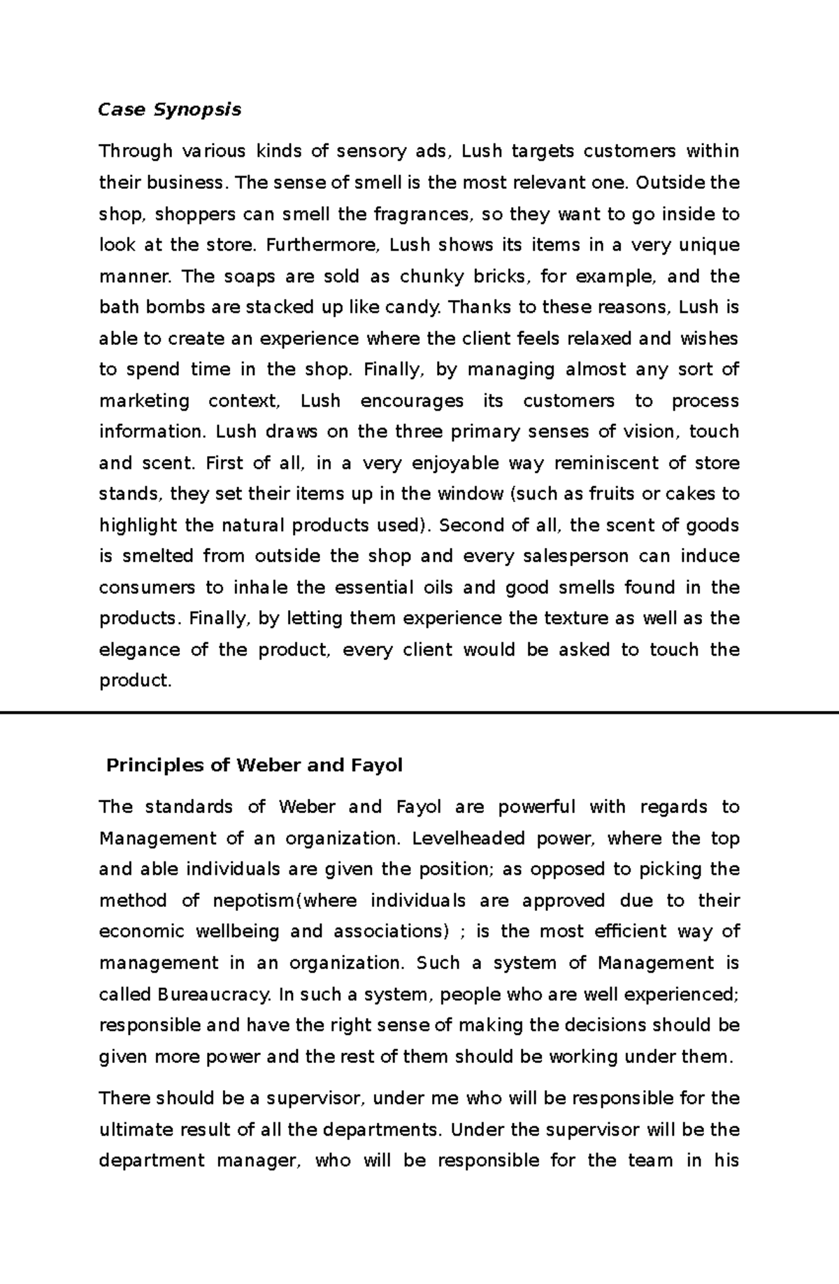 Case Synopsis - Summary - Case Synopsis Through various kinds of ...