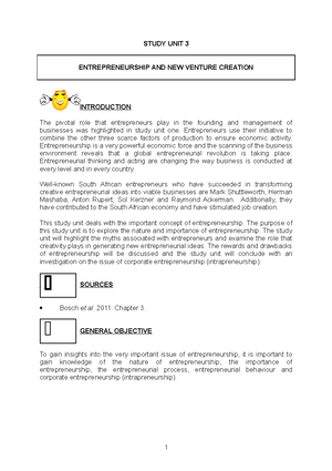 Chapter Three Bosch et al - ENTREPRENEURSHIP AND NEW VENTURE CREATION ...