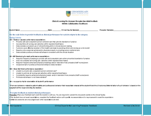 Chamberlain Level 3 Clinical Learning Evaluation - National Management ...