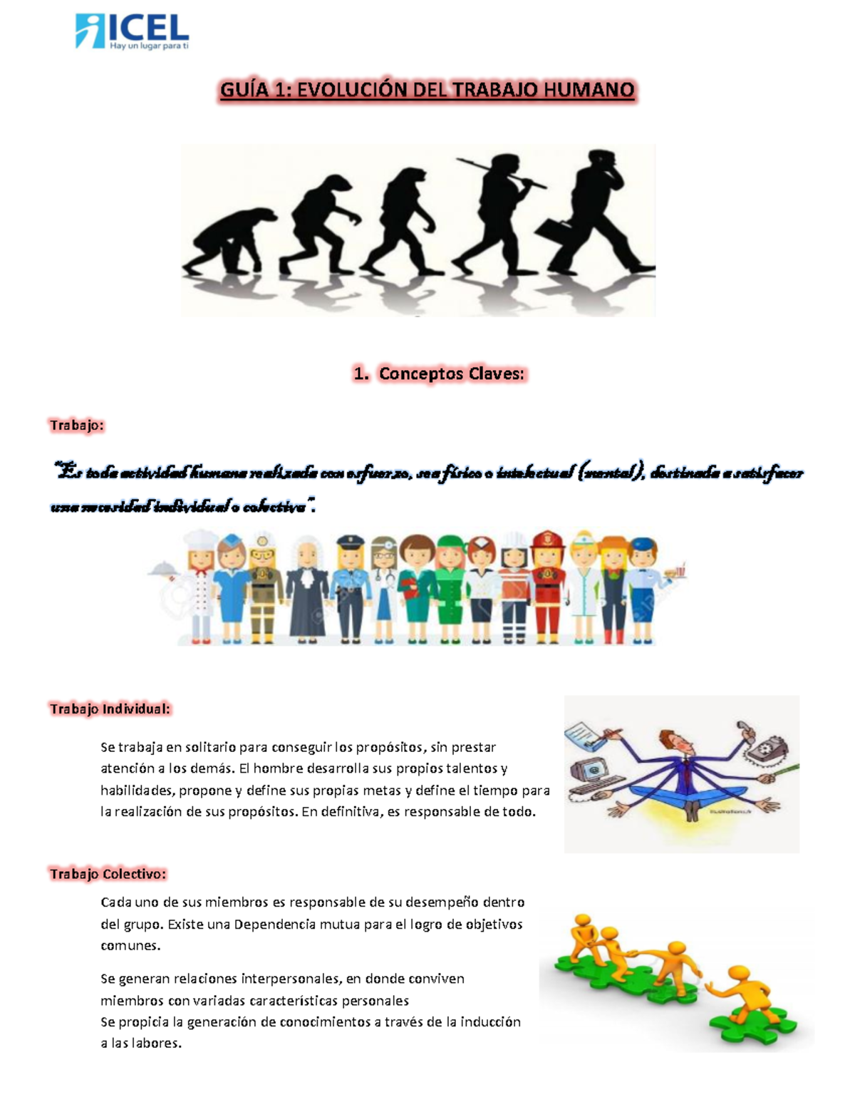 GUÍA 1 Inserción Laboral - GUÕA 1: EVOLUCI”N DEL TRABAJO HUMANO 1 ...