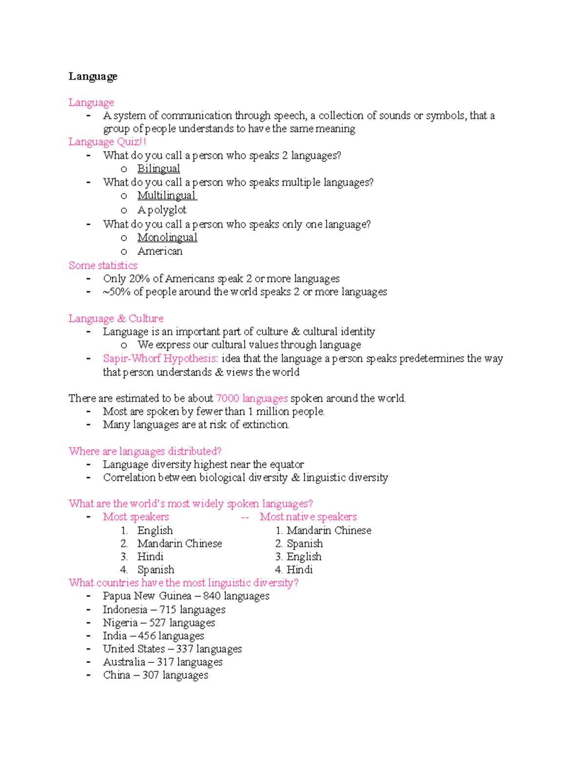 Language-2022/2023 - Language Language A system of communication ...