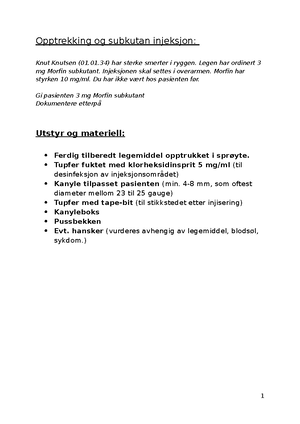 SIK - forklaring - Metode 1 (preklinikk) øvingsark - SIK (sterilt ...