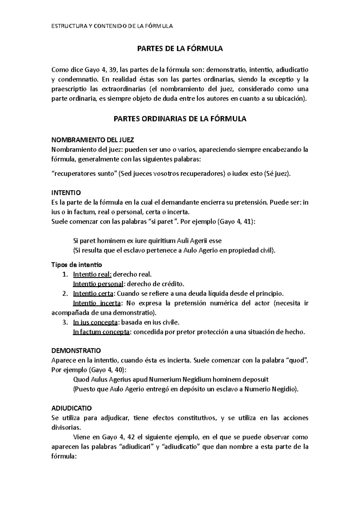 Estructuras Y Partes DE LA Fórmula. apuntes derecho romano - Derecho ...