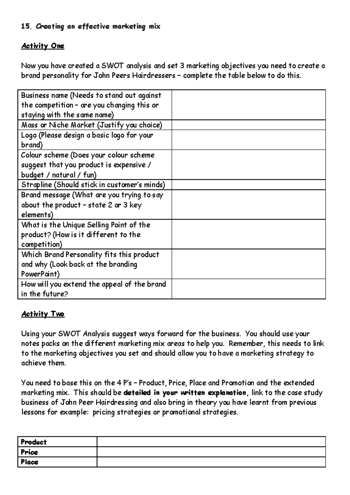 15 Creating an effective markteting mix - 15. Creating an effective ...