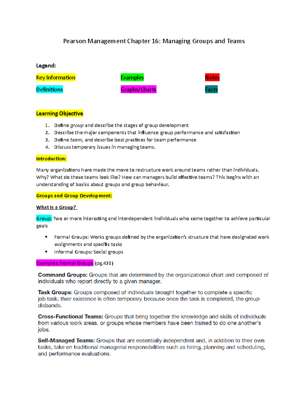 Pearson Management Chapter 16 Managing Groups and Teams - Introduction ...